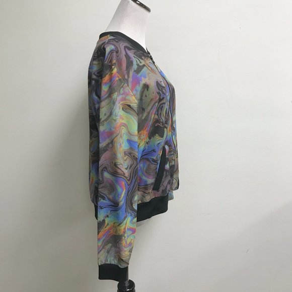 Reflex | Jackets & Coats | Reflex Bomber Jacket Zip Oil Spill Marbled ...